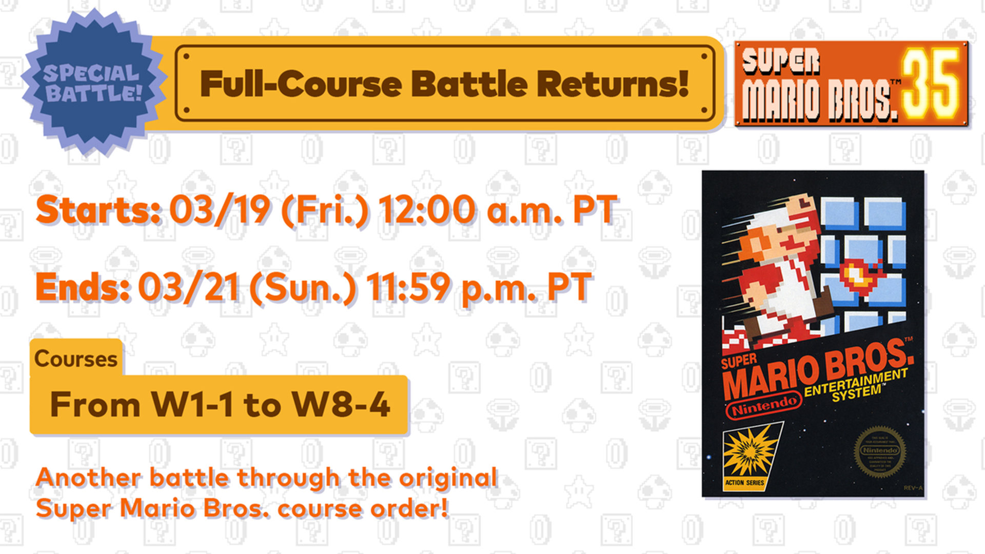 Super Mario Bros. 35 Special Battle! 'Full-Course Battle Returns!' and ...